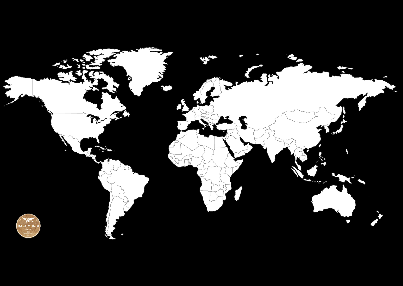 Mapa Mundial Para Colorear. Mapamundi Con Los Los Continentes